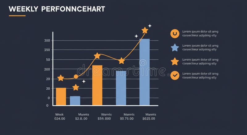 A Bar and Line Graph Titled "Weekly Performncehart" Displays Data in ...