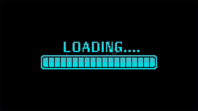 Pixelated Loading Animation Bar Fills Slowly on Dark Background. Stock ...