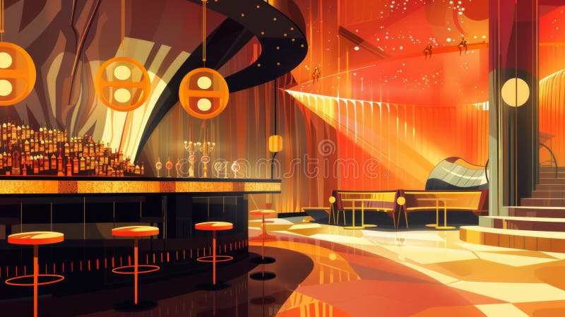 A Bar with a Lot of Stools and Lights in the Background, AI Stock Photo ...