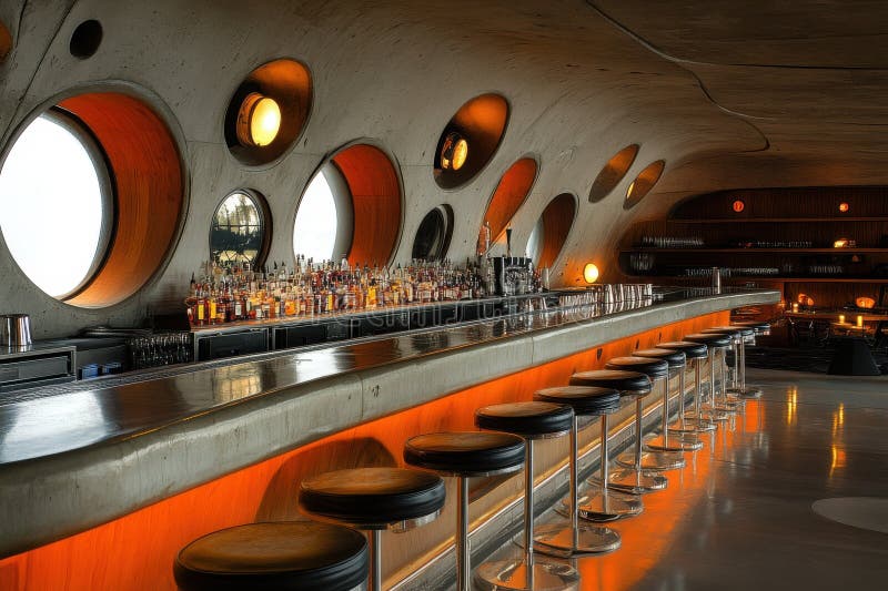 A Bar with a Lot of Stools and a Lot of Liquor Stock Photo - Image of ...