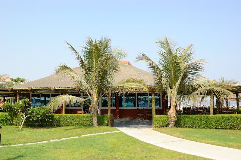 Bar Near the Beach of Resort S Hotel Stock Image - Image of frond, lawn ...
