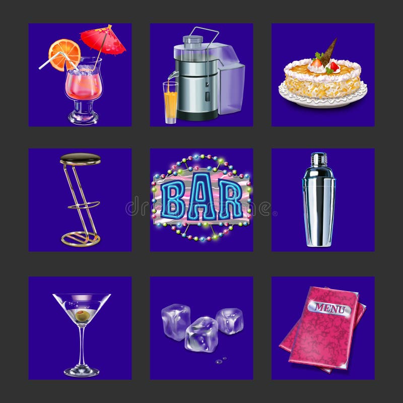 Bar and night club icons stock illustration. Illustration of dark - 3370633