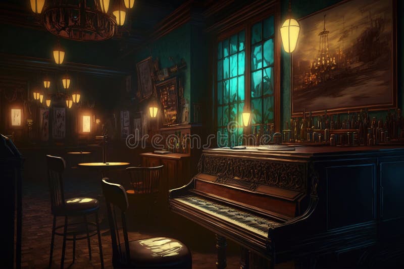 The Bar in Nighttime with AI Generated. Stock Illustration ...