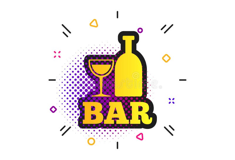 Bar or Pub Sign Icon. Wine Bottle and Glass. Vector Stock Vector ...