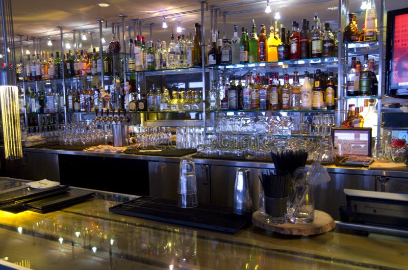 Bar Restaurant Counter Shelves Editorial Stock Image - Image of ...