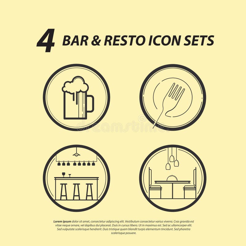 4 Bar & Resto Icon Sets Stock Illustration - Illustration of restaurant ...