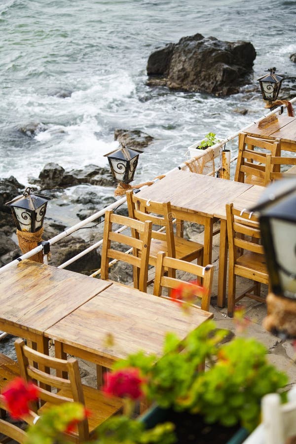 Bar by the Sea, on a Rocky Coast Stock Image - Image of balcony ...