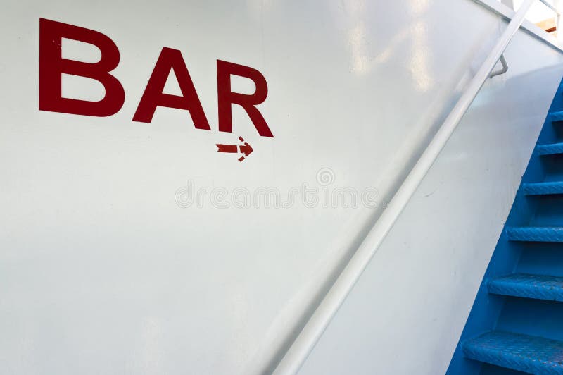 Bar sign onboard a ship stock photo. Image of modern - 28721024