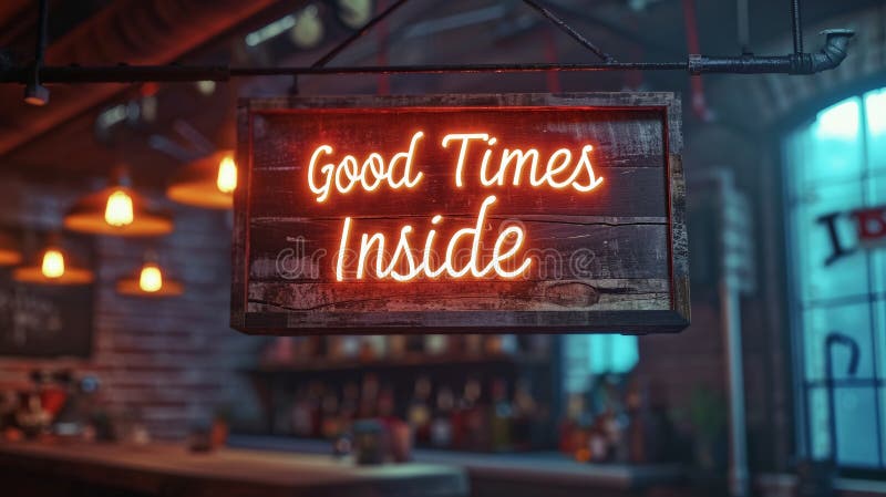 Bar Sign with the Text "Good Times Inside" - AI Generated Stock ...