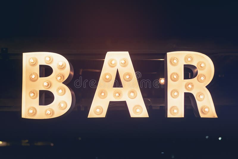 Bar Signage Lights Decoration Party Event Retro Type Design Stock Photo ...