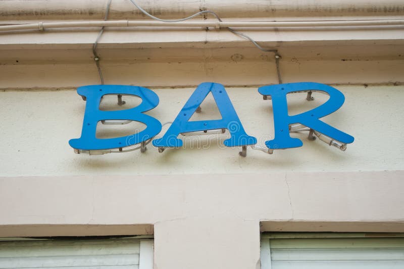 Bar Signage on an Restaurant Facade Stock Photo - Image of restaurant ...