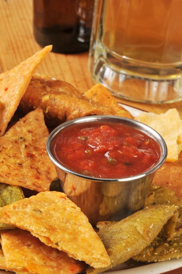 Bar Snacks, Chips and Salsa Stock Image - Image of gourmet, glass: 39115397