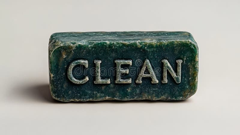 Bar of Soap with CLEAN Text Engraved Stock Photo - Image of health ...