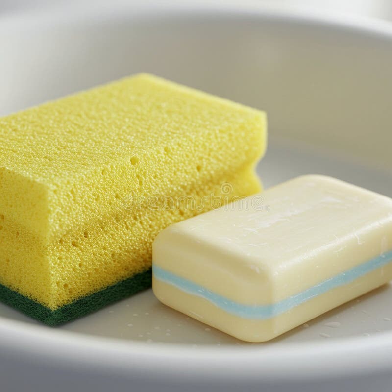 A Bar of Soap with a Pale Yellow Hue and a Blue Stripe Runs ...