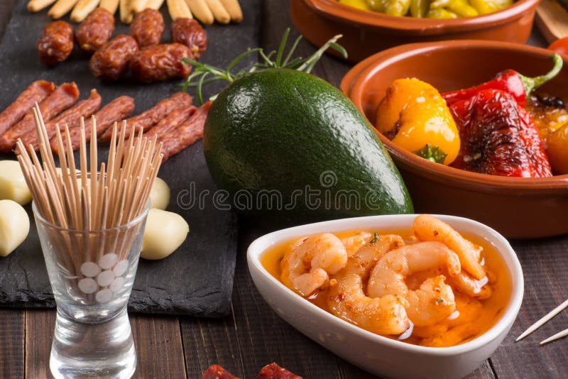 Bar with Spanish Tapas Starters Stock Image - Image of plate, grilled ...