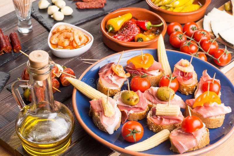 Spanish Tapas on Bar Counter Stock Photo - Image of starter, party ...