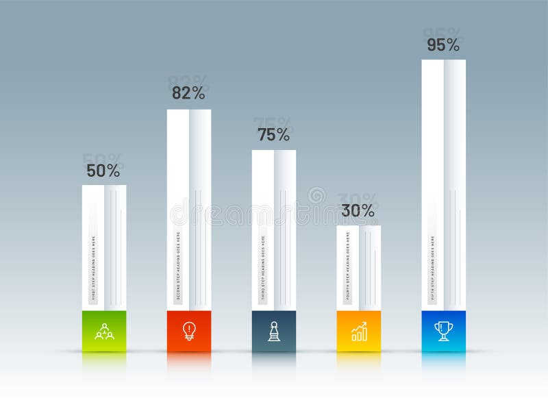 Bar Statistical Infographic Elements with Different Percentage. Stock ...