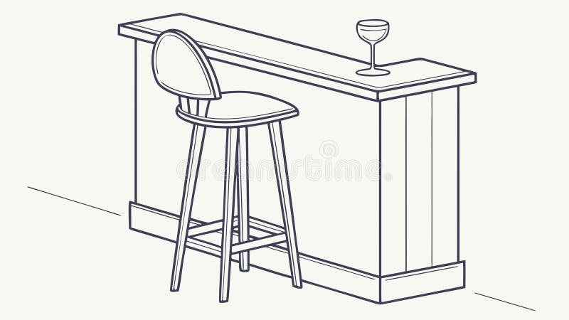 Bar Stool and Counter, Cafe or Kitchen Setting. Vector Design ...