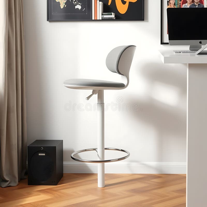 A Bar Stool with an Ergonomic Design Featuring a Cushioned Seat and ...