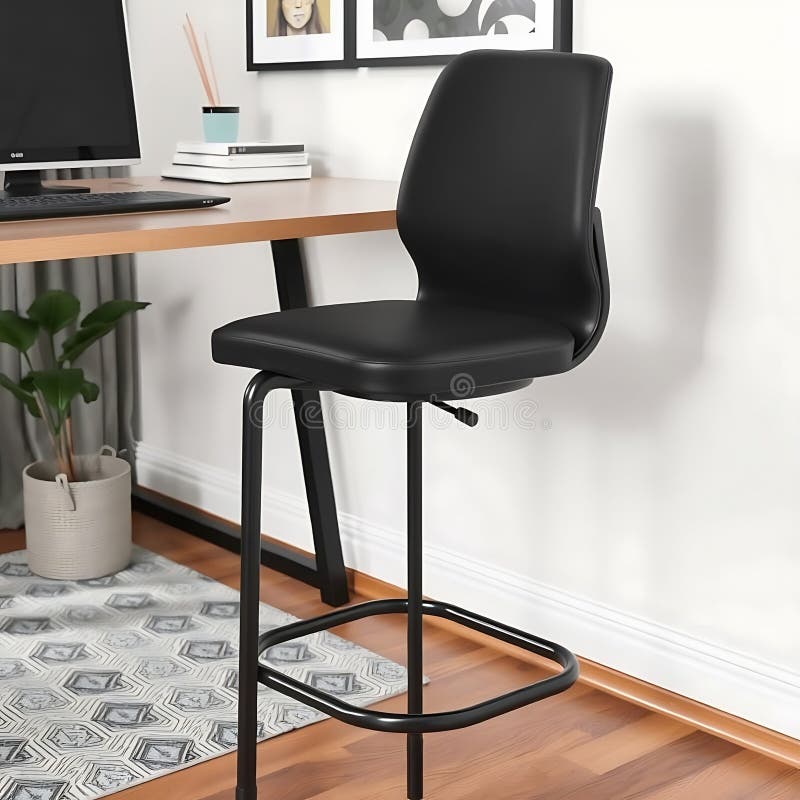 A Bar Stool with an Ergonomic Design Featuring a Cushioned Seat and ...