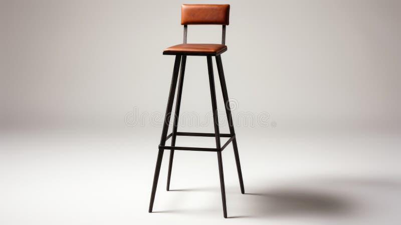 Expertly Crafted Brown Leather Stool with Backrest Stock Illustration ...