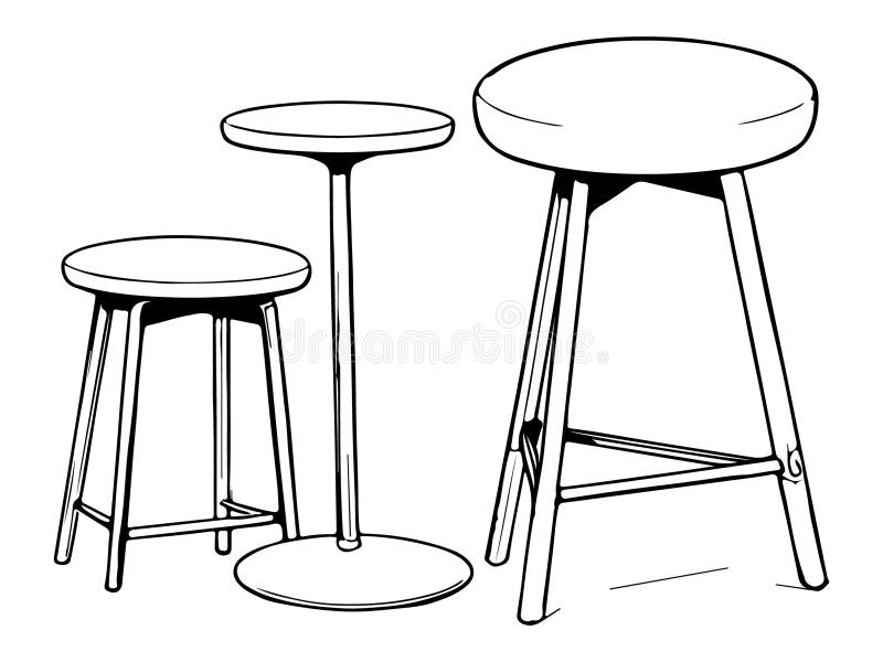 Bar Stool Trio: Line Art of Modern Seating Variations Stock Vector ...