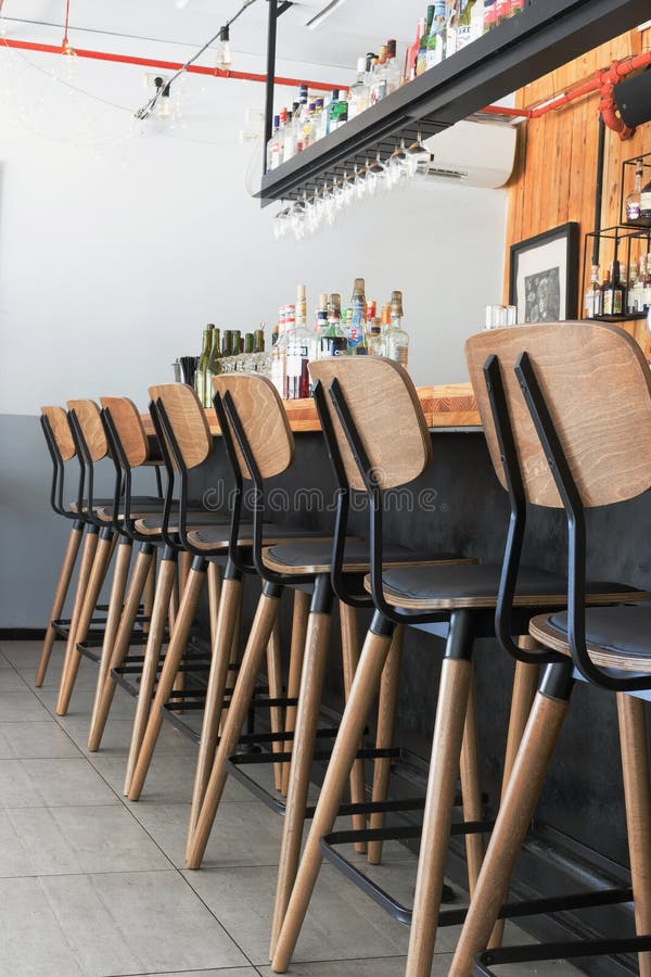 Bar and Bar Stools in an Italian Restaurant. Interior Stock Image ...