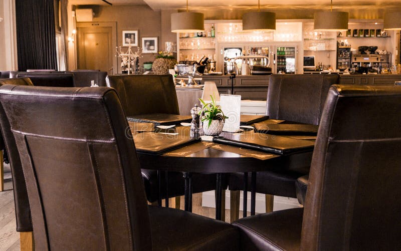 Bar and Table with Menu`s Restaurant Stock Image - Image of comercial ...