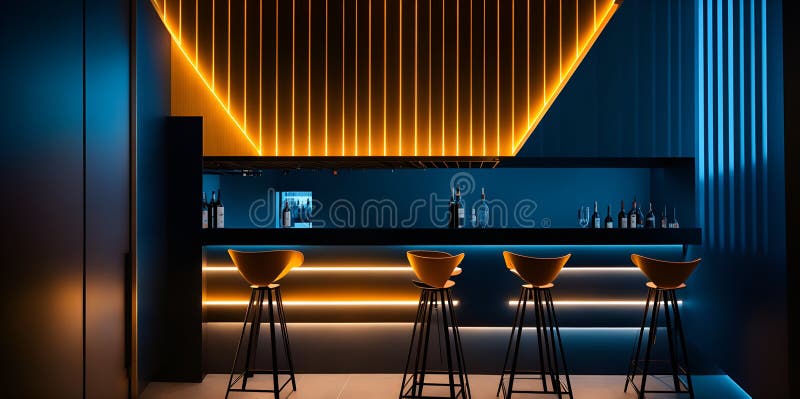 A Bar with Three Stools and a Bar Top Created with Generative AI ...