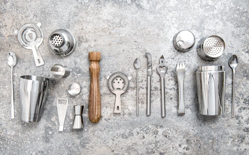 Bar Tools Making Cocktail Shaker Jigger Food and Beverage Stock Photo ...