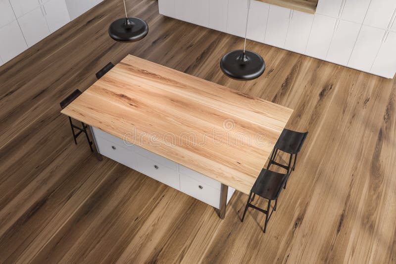 Bar in White Kitchen Interior, Top View Stock Illustration ...