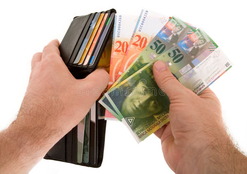 Bar Zahlen Mit Schweizer Franc-Bargeld Stockbild - Bild von geld ...