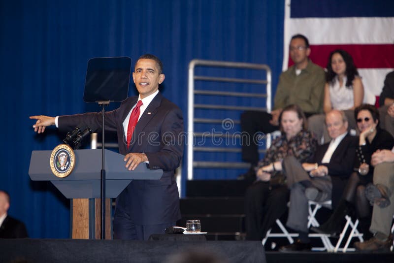 Barack Obama Pointing at a Town Hall Editorial Photography - Image of ...