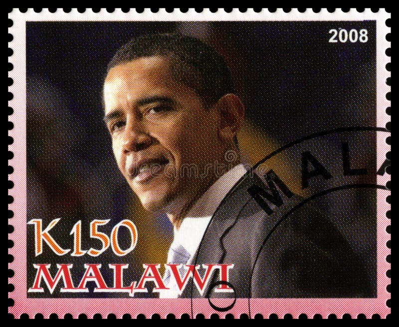 Barack Obama Postage Stamp De Malawi Imagen de archivo editorial ...