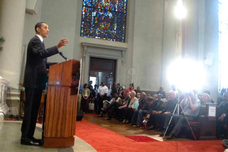Barack Obama Speaks at Church Editorial Stock Photo - Image of ...