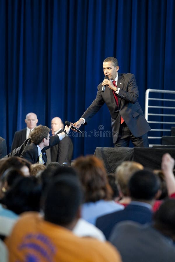 Barack Obama Town Hall Microphone Exchange Editorial Stock Image ...