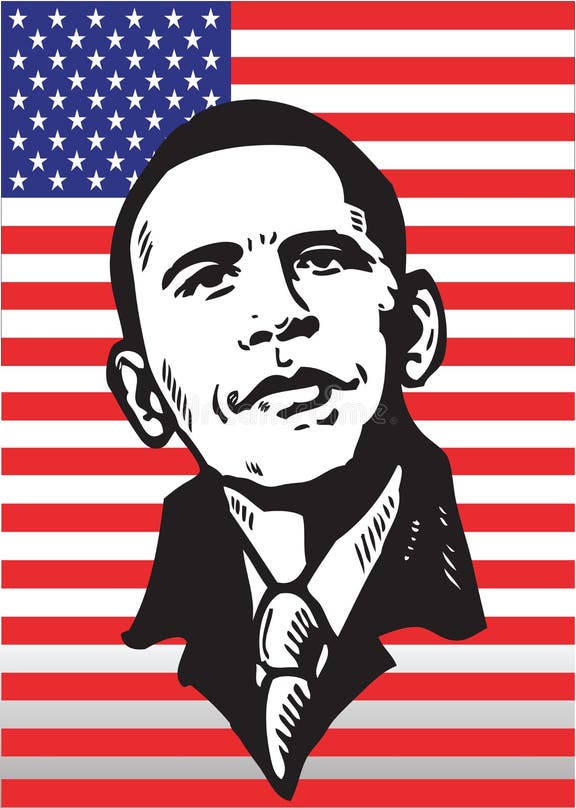 Barak Obama on flag editorial image. Illustration of face - 8533210