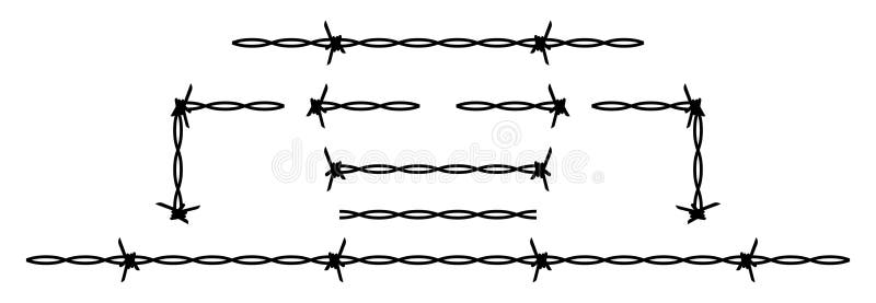 Barb Wire Silhouette, Barbwire Border, Strands of Barb Wire Chain, Barb ...