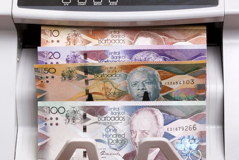 Barbadian Dollar in the Counting Machine Stock Photo - Image of note ...