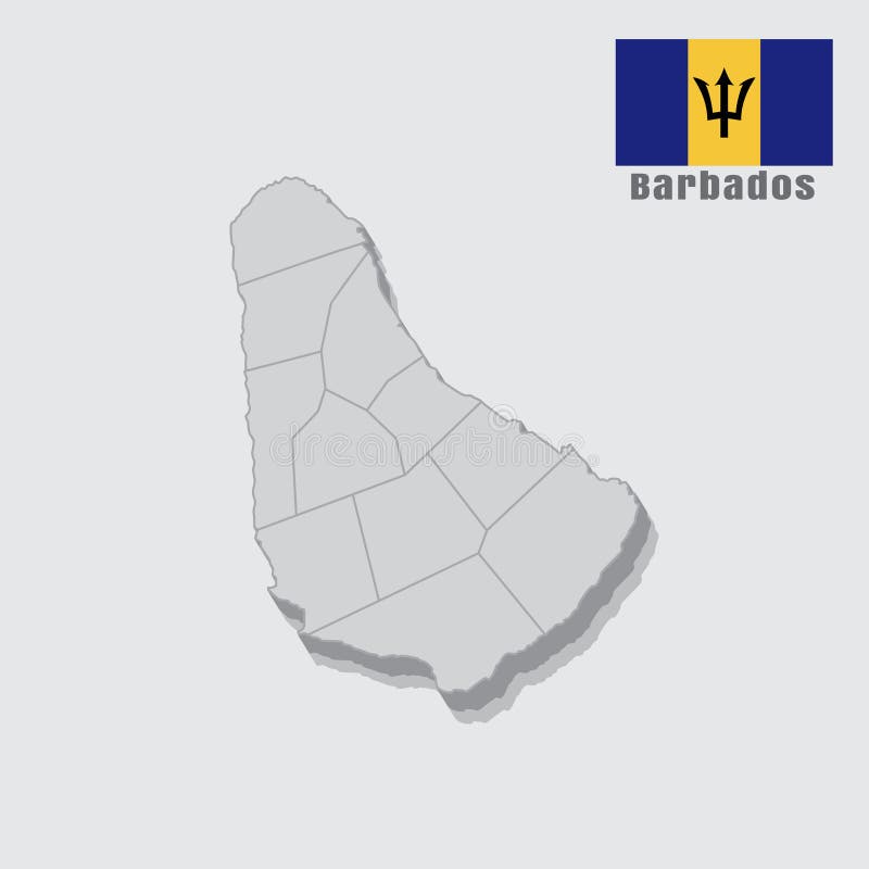Barbados 3D Map, Isolated on a White Background Stock Illustration ...