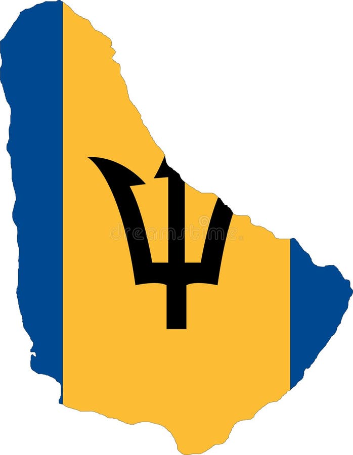 Barbados Flag in Map, Barbados Map with Flag, Nation Flag of Barbados ...