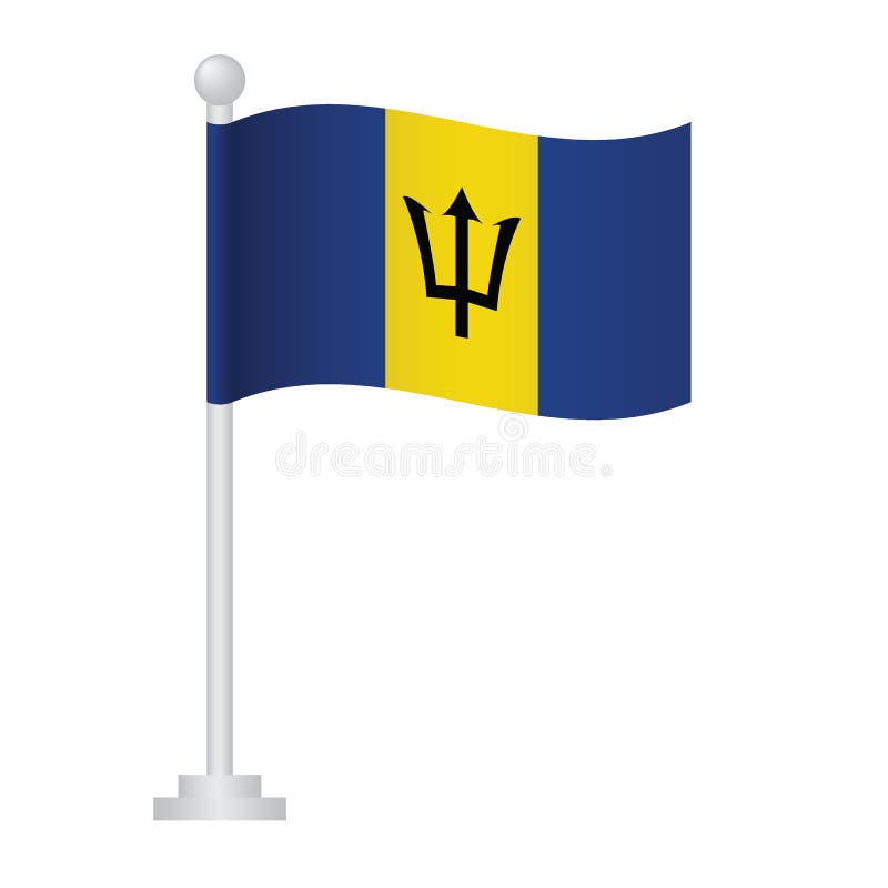 Barbados Flag. National Flag of Barbados on Pole Vector Stock Vector ...