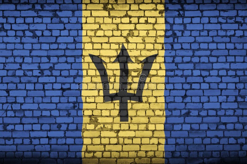 Barbados Flag is Painted Onto an Old Brick Wall Stock Illustration ...