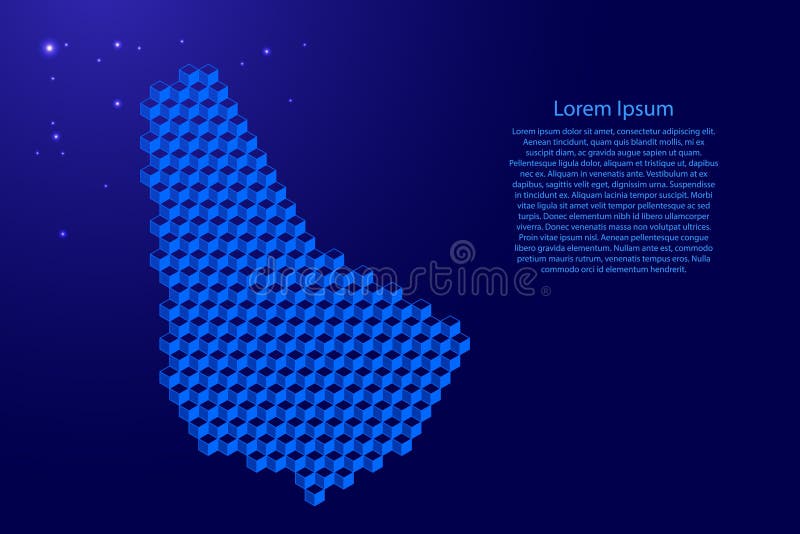 Barbados Map from 3D Classic Blue Color Cubes Isometric Abstract ...