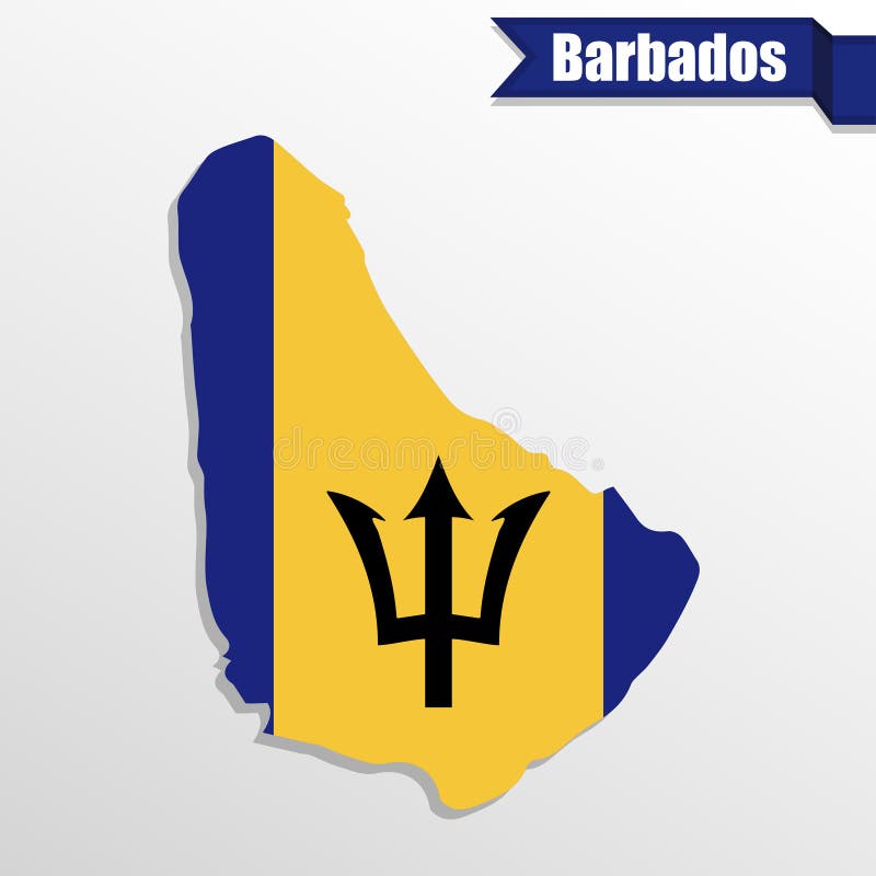 Barbados Map Flag