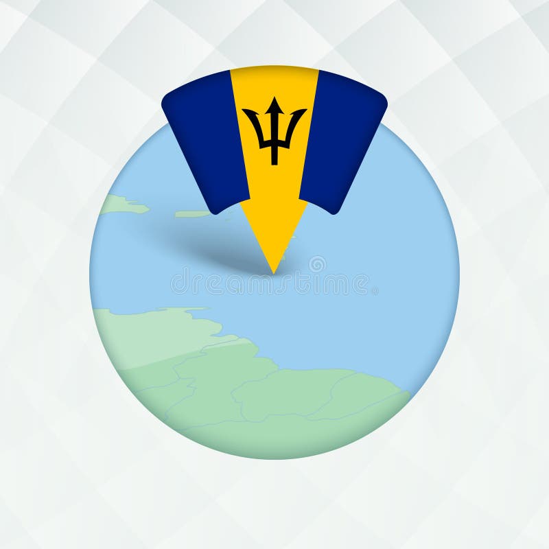 Barbados Map Highlighted with Flag Marker Stock Vector - Illustration ...