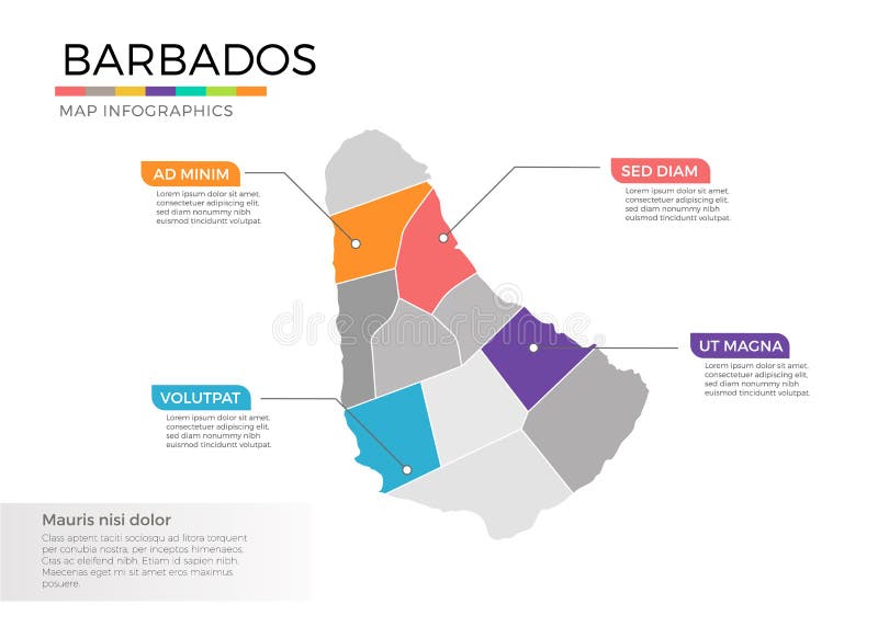 Barbados Map Infographics Vector Template with Regions and Pointer ...