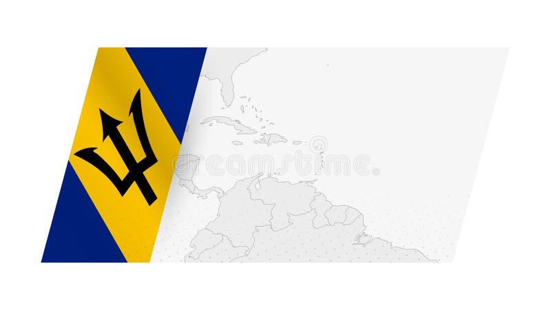 Barbados Map in Modern Style with Flag of Barbados on Left Side Stock ...