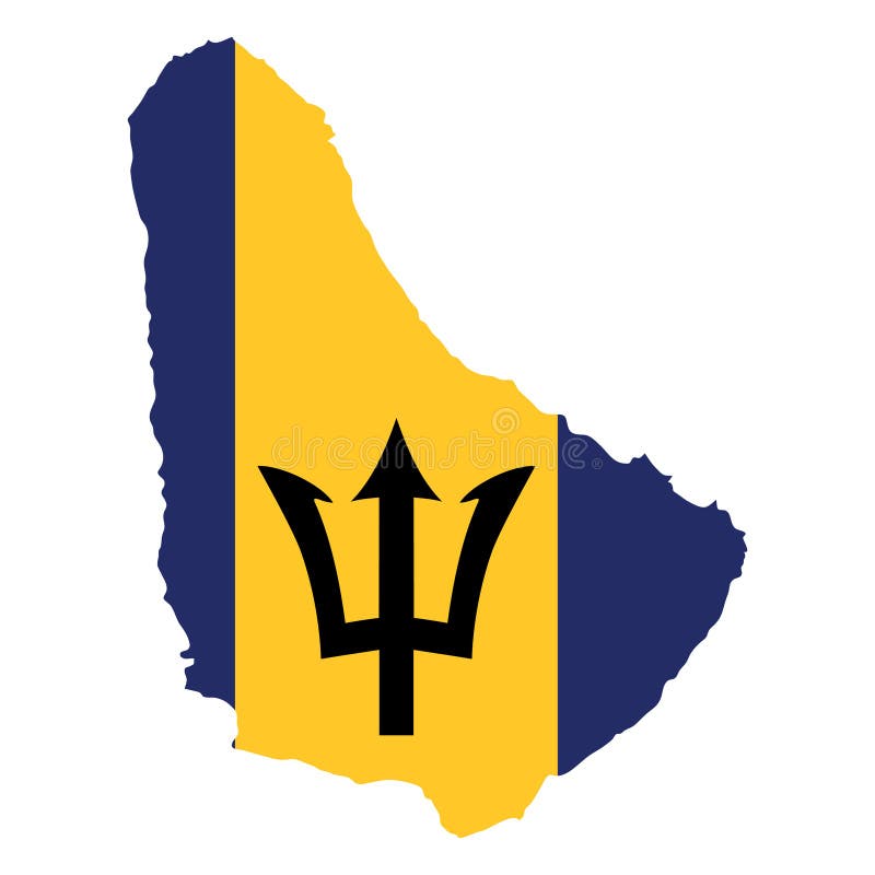 Barbados Outline of Map on Background of National Flag Stock Vector ...