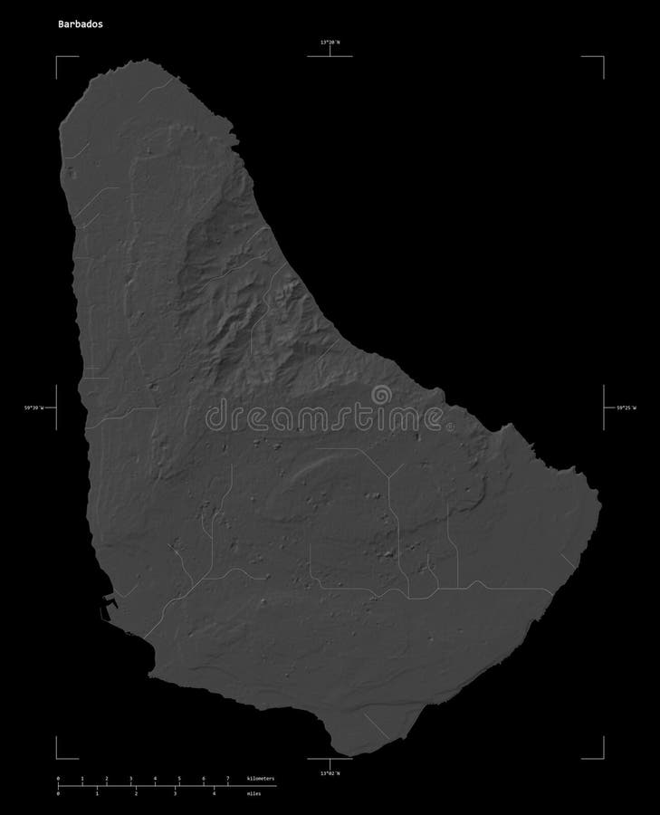 Barbados Shape on Black. Bilevel Stock Illustration - Illustration of ...